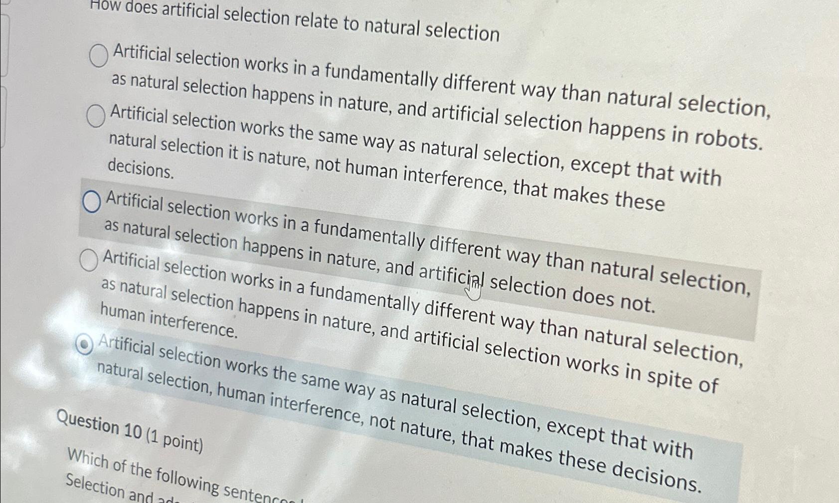Solved How does artificial selection relate to natural | Chegg.com