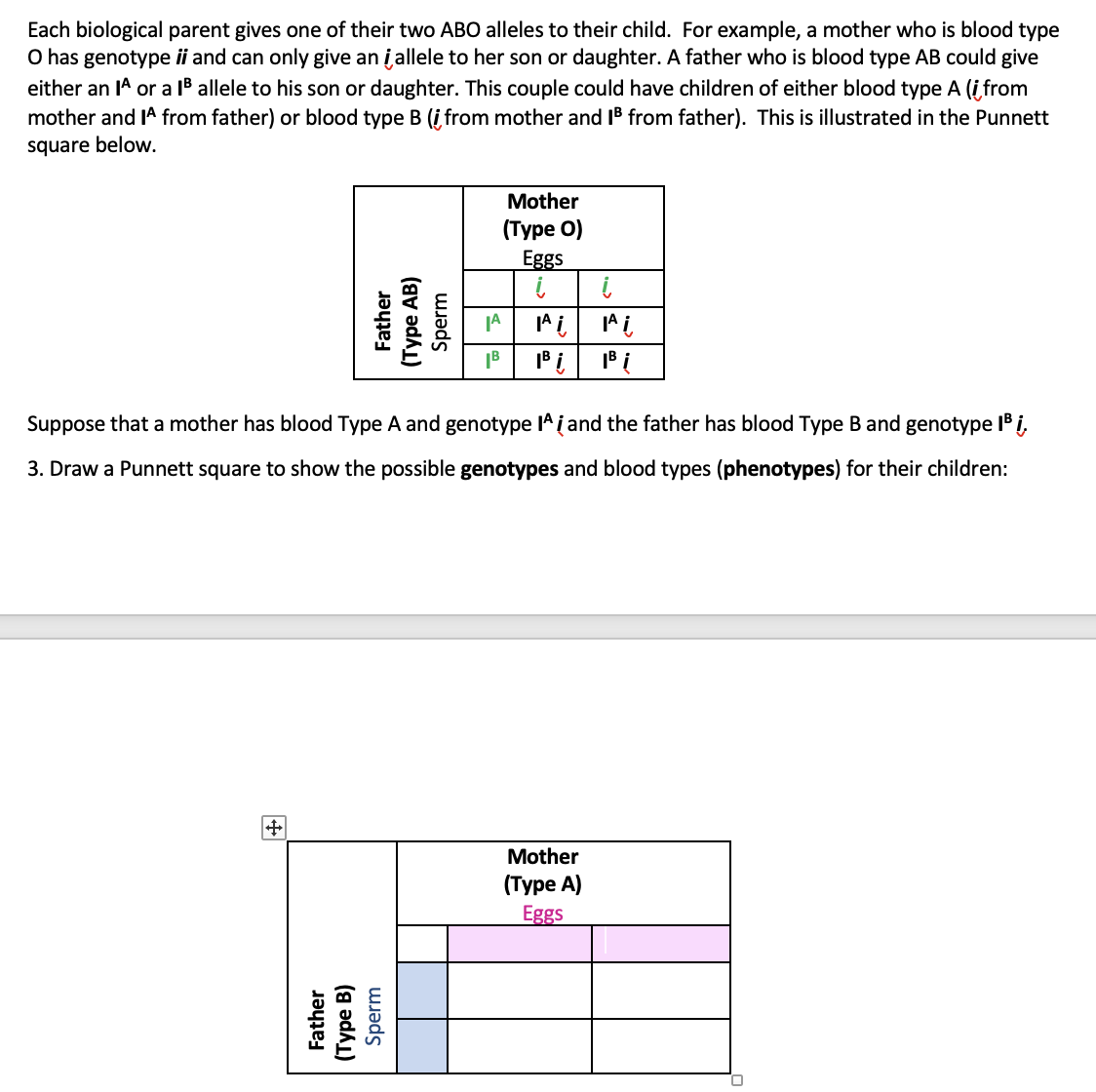 Solved Each biological parent gives one of their two ABO | Chegg.com