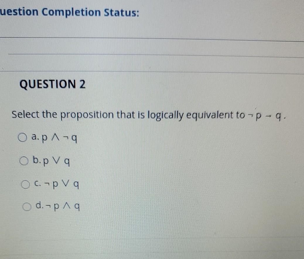 Solved uestion Completion Status: QUESTION 2 Select the | Chegg.com Solved uestion Completion Status: QUESTION 2 Select the | Chegg.com