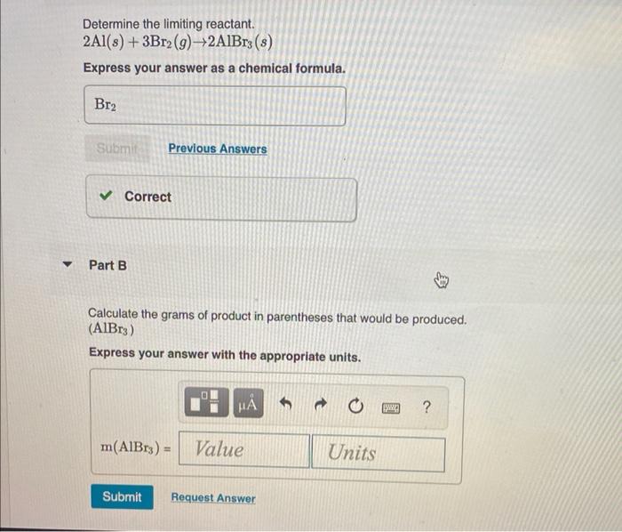 Determine the limiting reactant. | Chegg.com