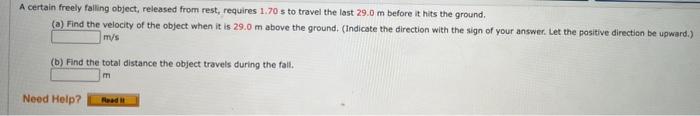 Solved A certain freely falling object, released from rest, | Chegg.com