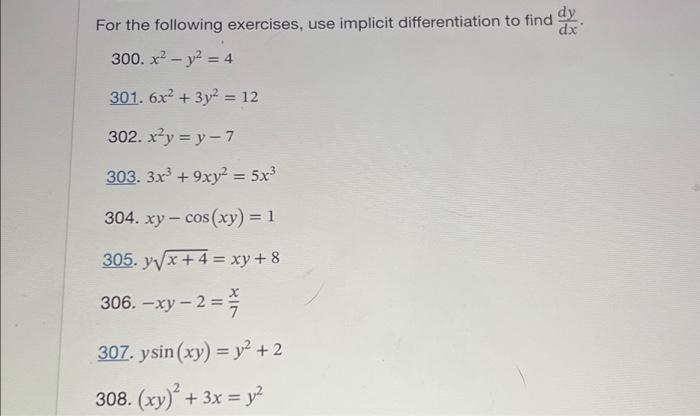 Solved For the following exercises, use implicit | Chegg.com