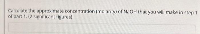 Solved Calculate the approximate concentration (molarity) of | Chegg.com