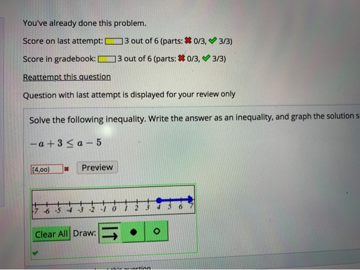 Solved You've already done this problem. Score on last | Chegg.com