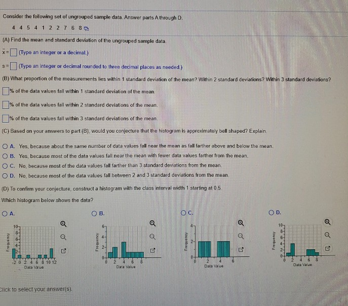 Solved Consider the following set of ungrouped sample data. | Chegg.com