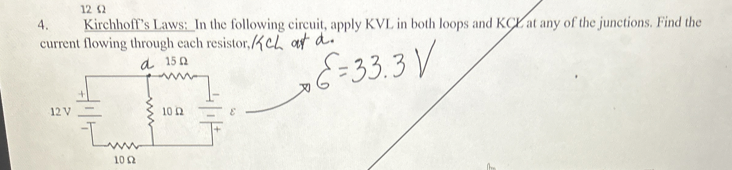 Solved Kirchhoff's Laws: In the following circuit, apply KVL | Chegg.com