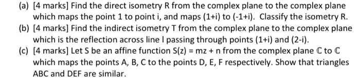 (a) [4 marks] Find the direct isometry R from the | Chegg.com