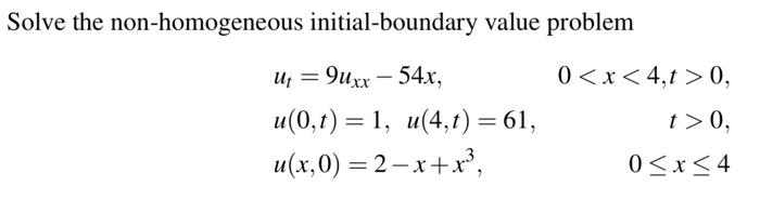 Solved Solve the non-homogeneous initial-boundary value | Chegg.com