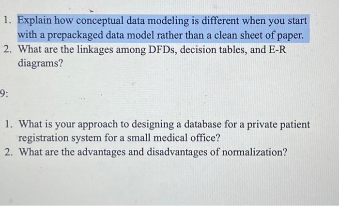 Solved a 1. Explain how conceptual data modeling is | Chegg.com
