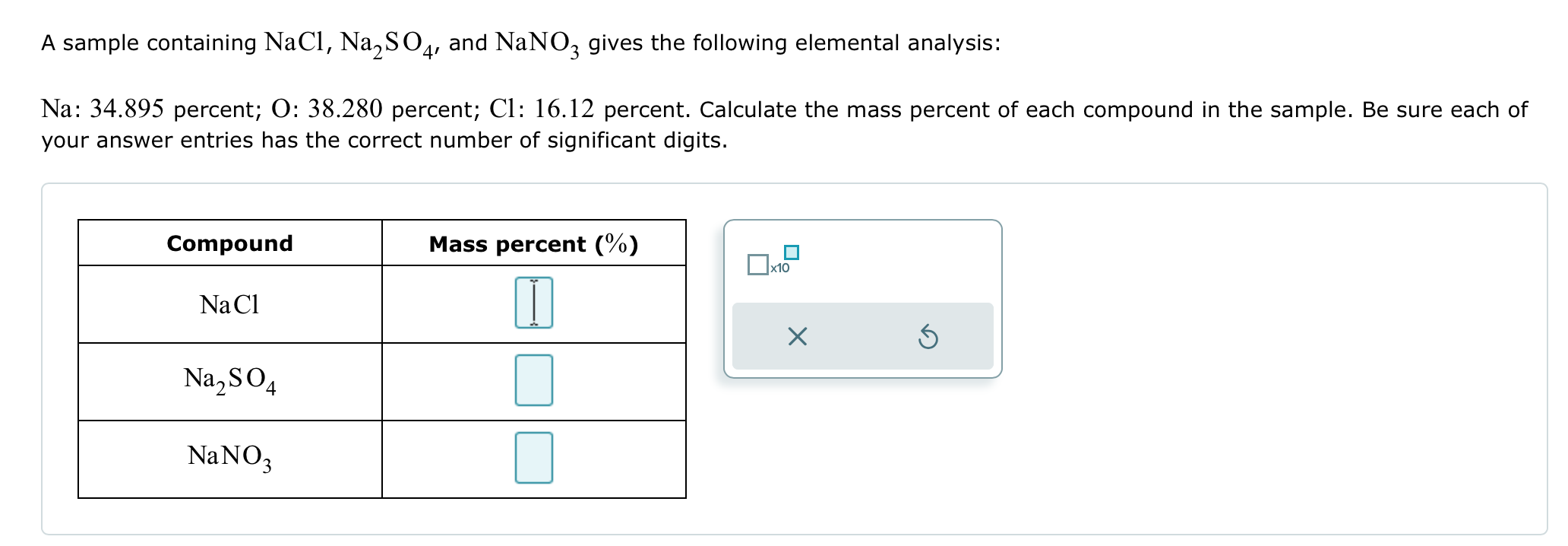Solved A sample containing NaCl,Na2SO4, ﻿and NaNO3 ﻿gives | Chegg.com