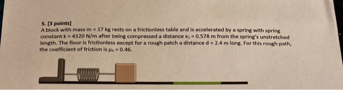 Solved 5. [3 points) A block with mass m = 17 kg rests on a | Chegg.com