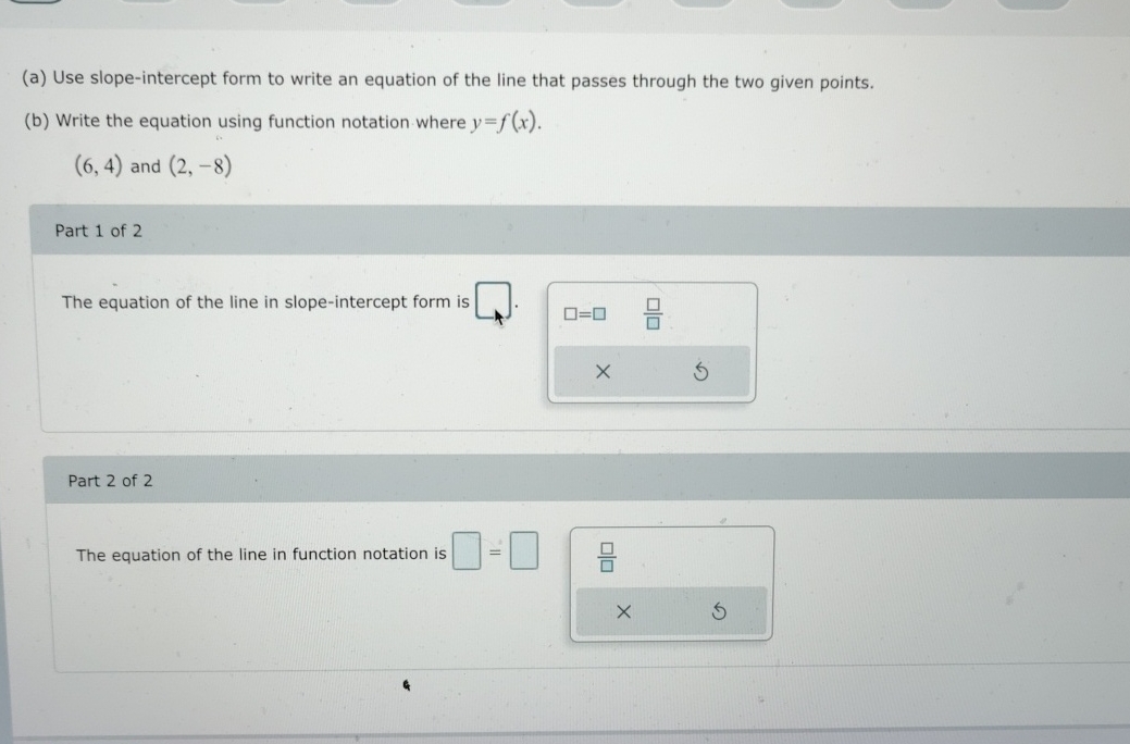 Solved (a) ﻿Use slope-intercept form to write an equation of | Chegg.com