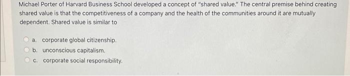 Solved Michael Porter of Harvard Business School developed a | Chegg.com