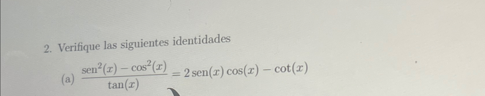 Solved Verifique las siguientes | Chegg.com