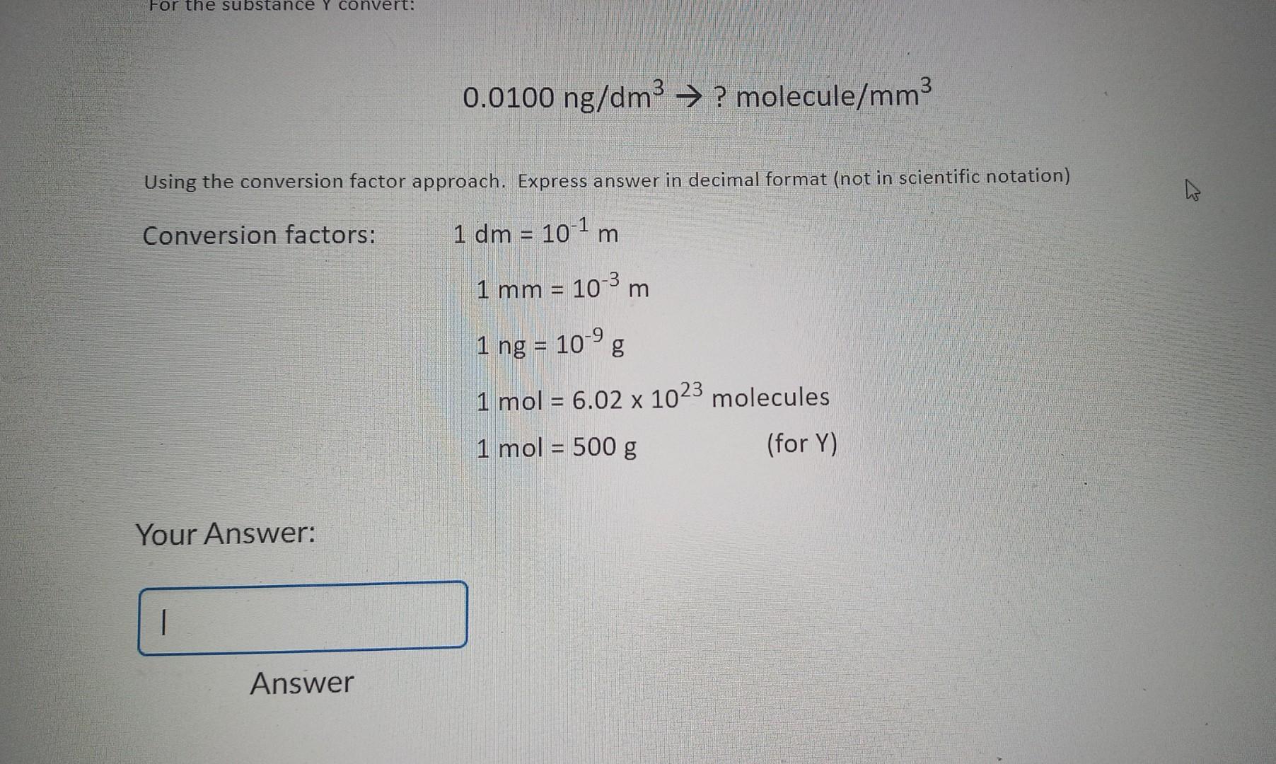 Solved Using the conversion factor approach. Express answer | Chegg.com