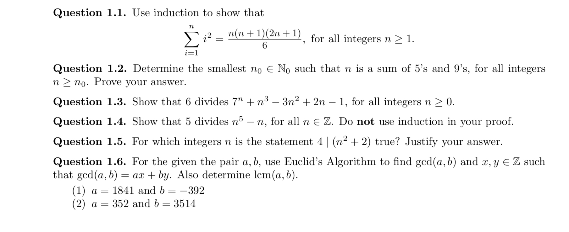Solved Question 1.1. ﻿Use induction to show | Chegg.com