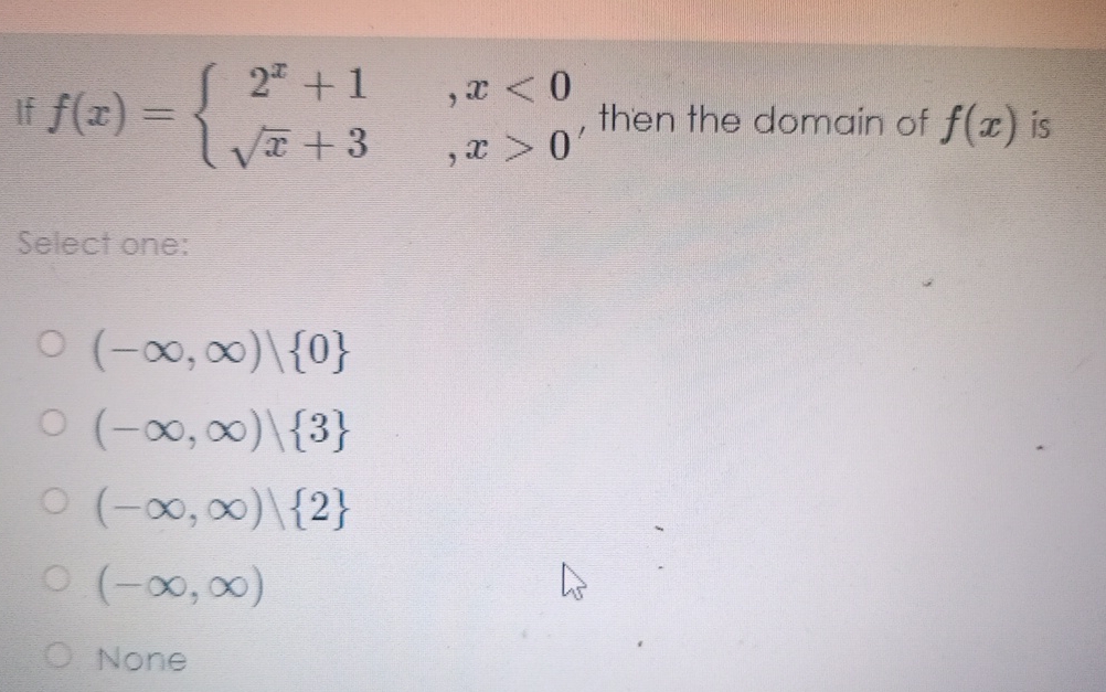 Solved If f(x)={2x+1,x 0, ﻿then the domain of f(x) | Chegg.com