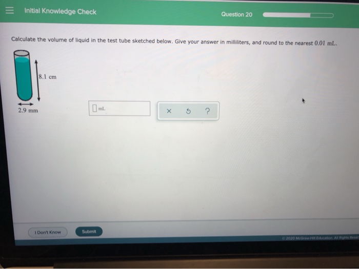 Solved = Initial Knowledge Check Question 20 Calculate the | Chegg.com