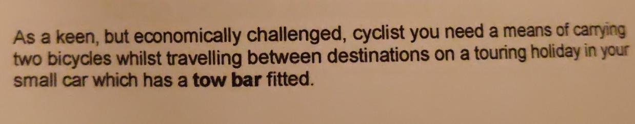 Solved As a keen, but economically challenged, cyclist you | Chegg.com