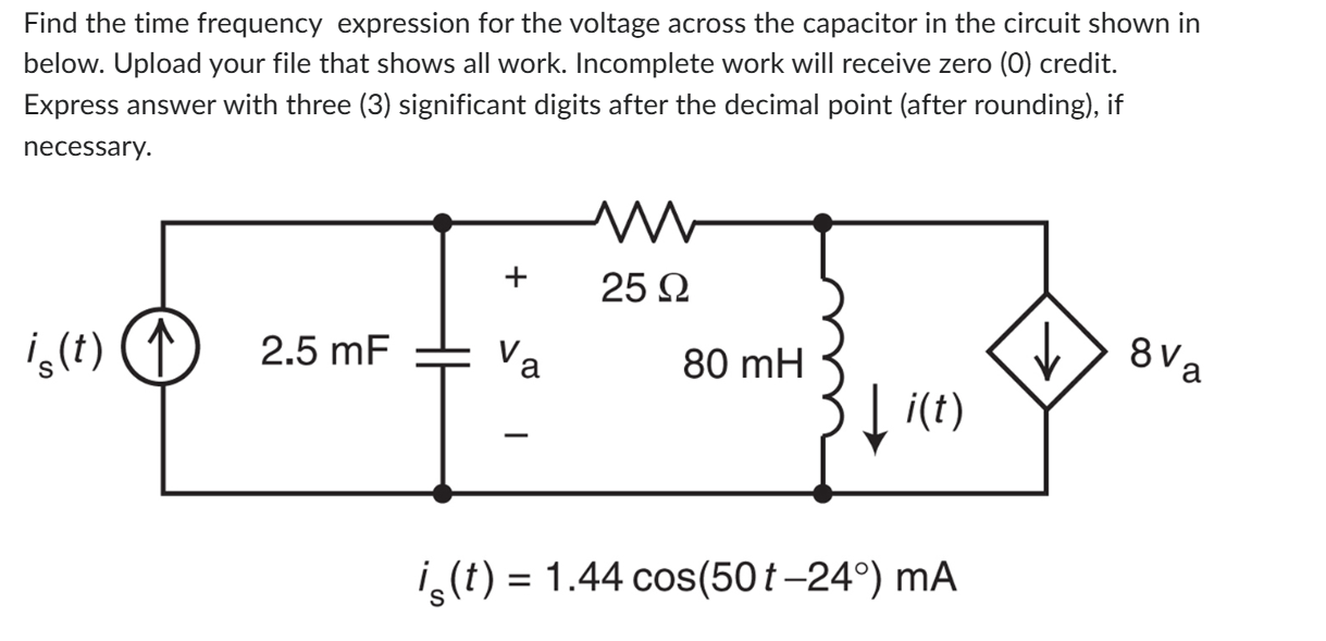 Solved Find the time frequency expression for the voltage | Chegg.com
