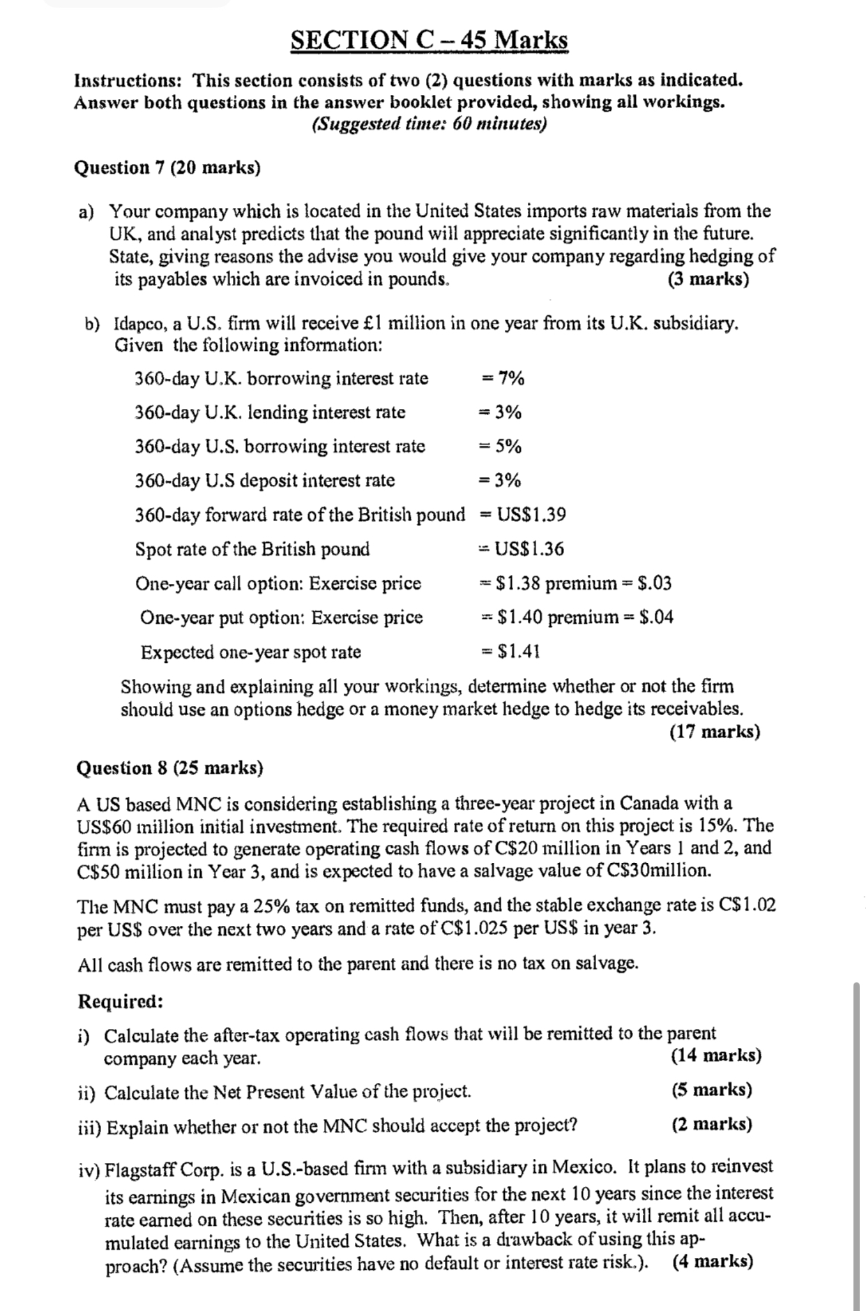 Solved SECTION C-45 ﻿MarksInstructions: This section | Chegg.com