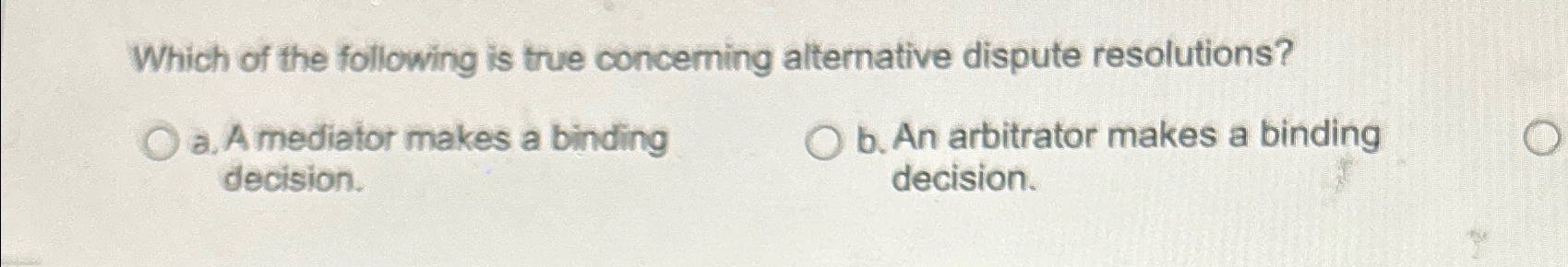 Solved Which of the following is true conceming alternative | Chegg.com