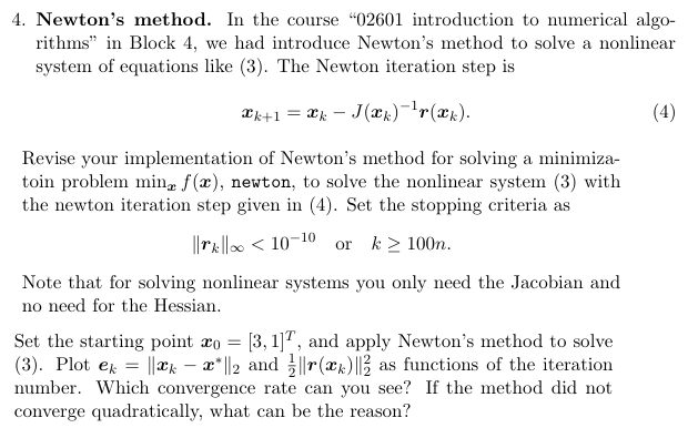 Solved Newton's method. In the course "02601 ﻿introduction | Chegg.com