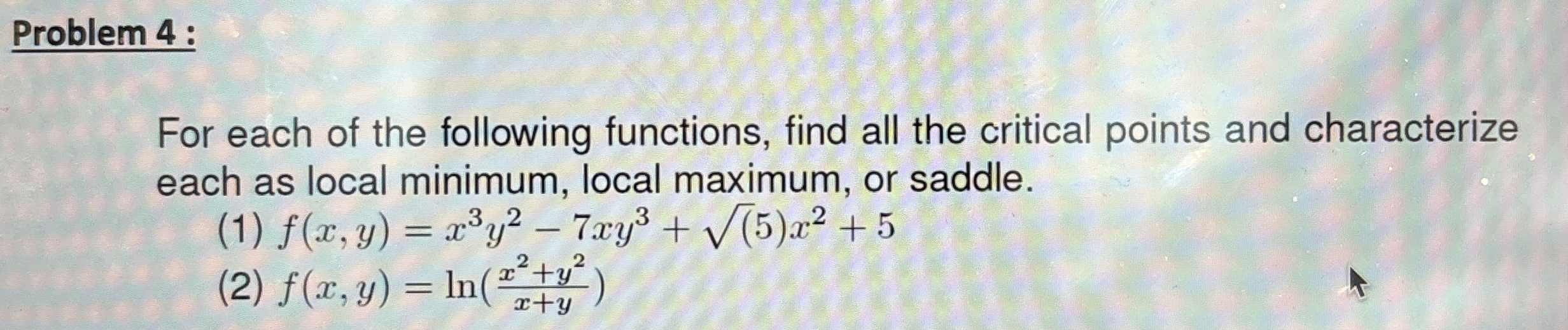 Solved Problem 4 ﻿:For each of the following functions, find | Chegg.com
