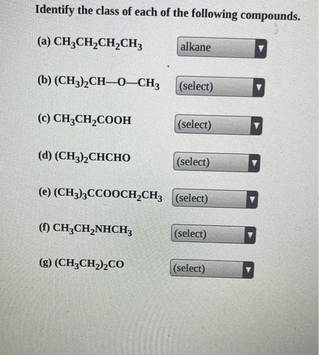 Solved Identify the class of each of the following | Chegg.com