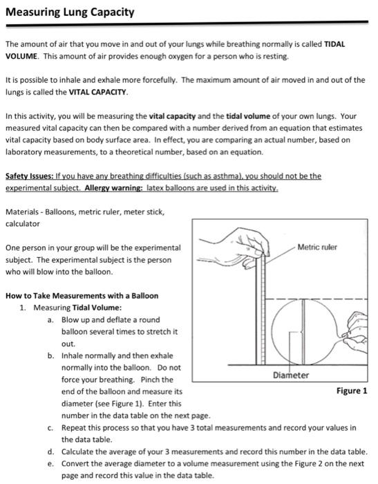 Measuring Lung Capacity The amount of air that you | Chegg.com