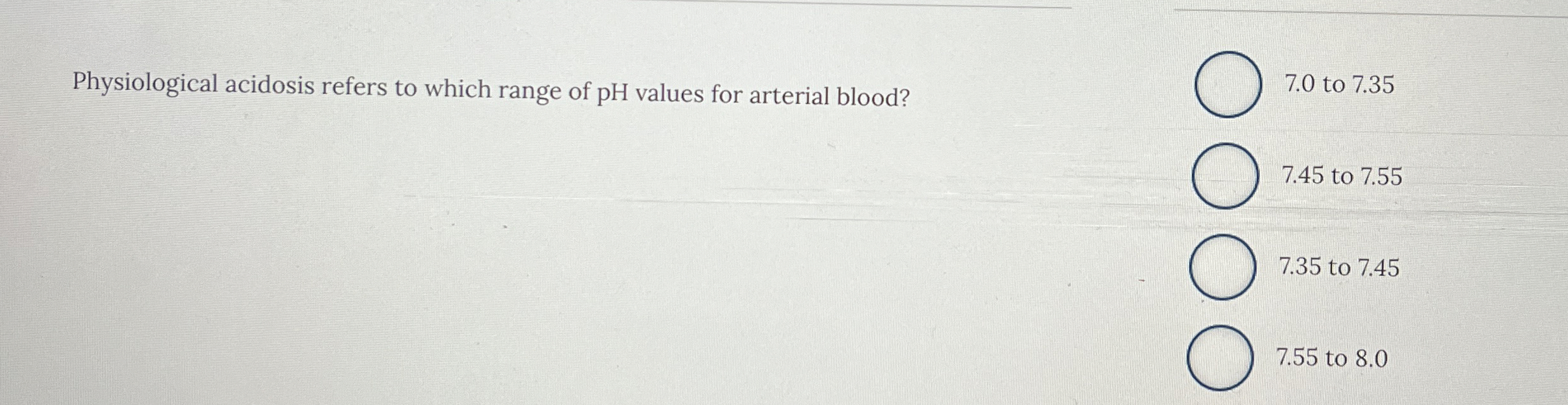 Solved Physiological acidosis refers to which range of pH | Chegg.com