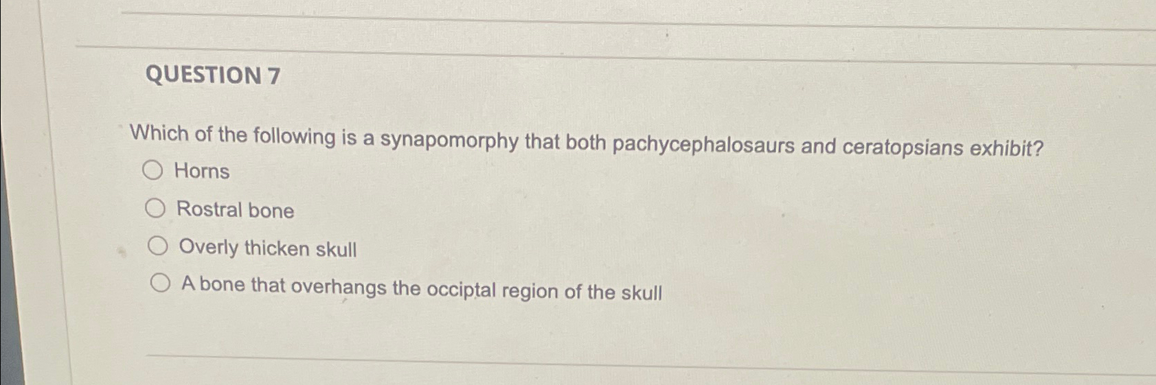 Solved QUESTION 7Which of the following is a synapomorphy | Chegg.com