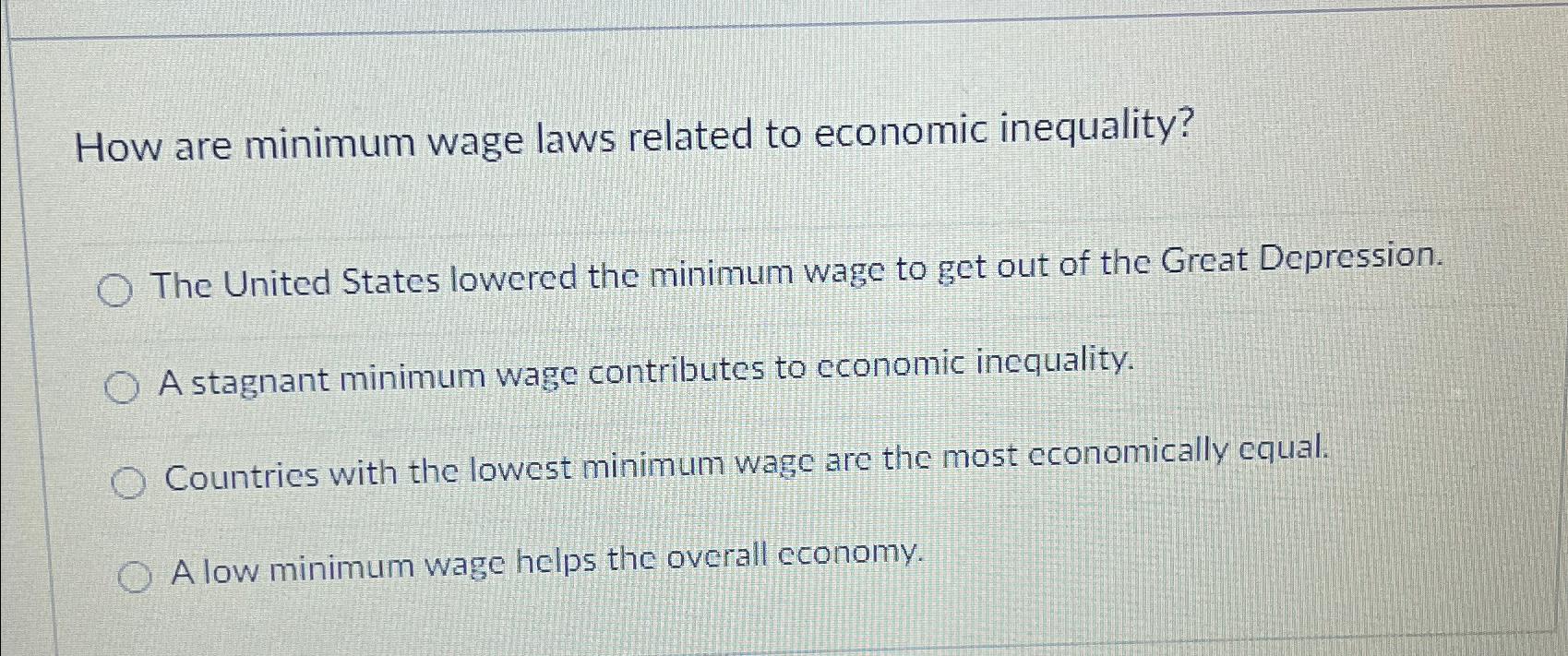 Solved How are minimum wage laws related to economic | Chegg.com