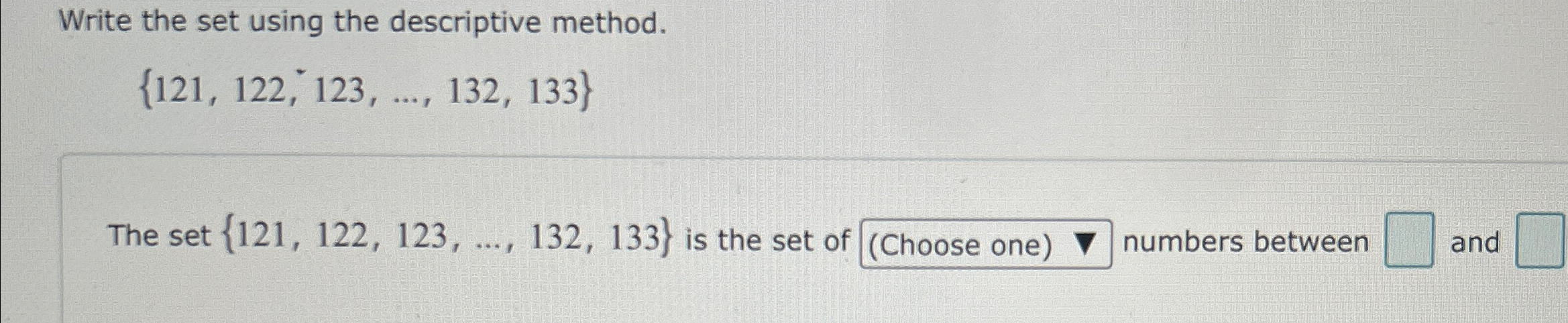 Solved Write the set using the descriptive | Chegg.com