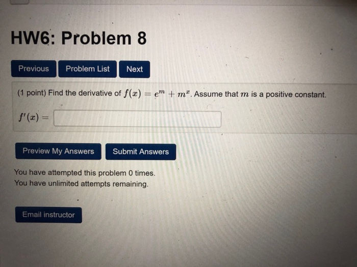 Solved HW6: Problem 8 Previous Problem List Next (1 point) | Chegg.com