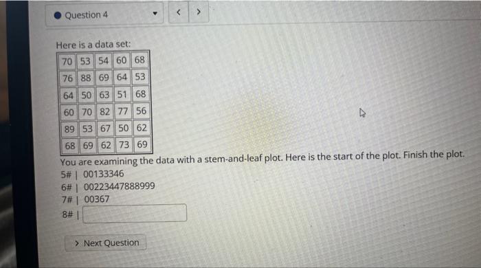 Solved "you are examining the data with a stem and leaf | Chegg.com