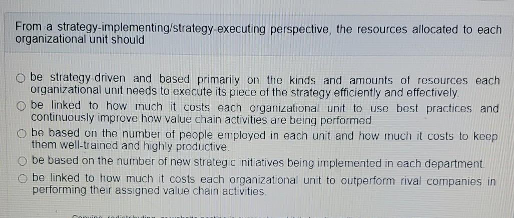 Solved From a strategy-implementing/strategy-executing | Chegg.com