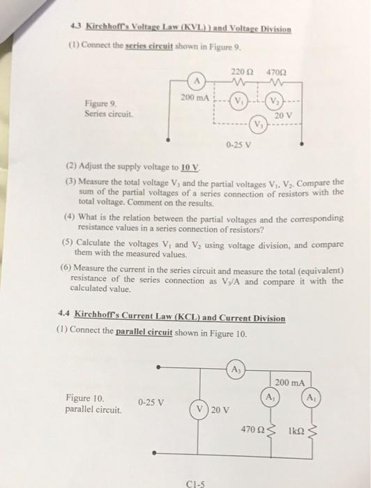 Solved circiuts 1 experiment 4.3 Kirchhoff's Voltage Law | Chegg.com