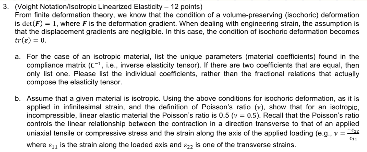 Solved (Voight Notation/Isotropic Linearized Elasticity - 12 | Chegg.com