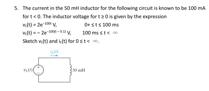 Solved 5. The current in the 50 mH inductor for the | Chegg.com