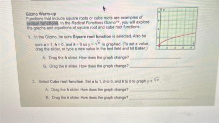 Solved Gizmo Warm-up Functions that include square roots or | Chegg.com