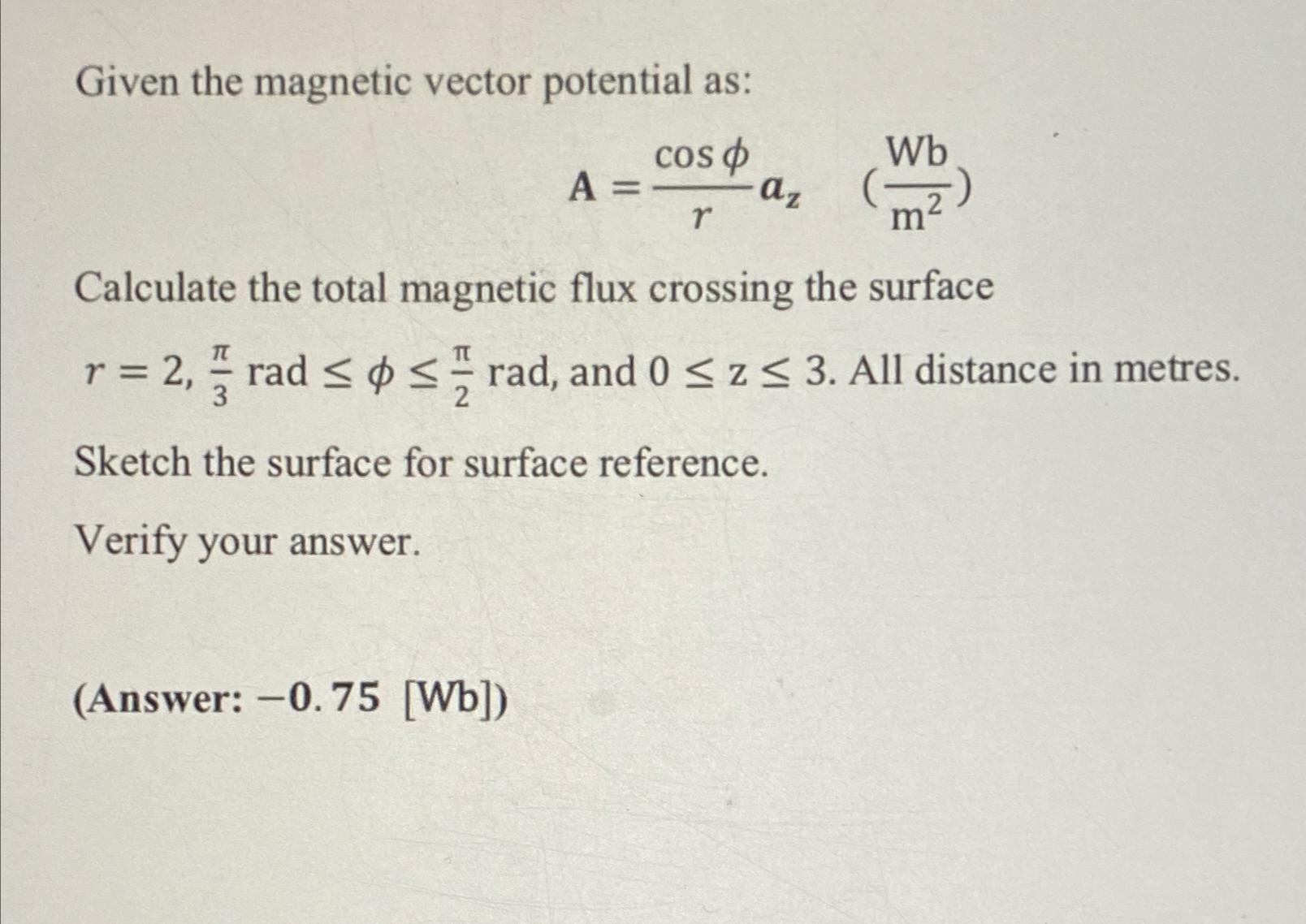 Solved Given the magnetic vector potential | Chegg.com