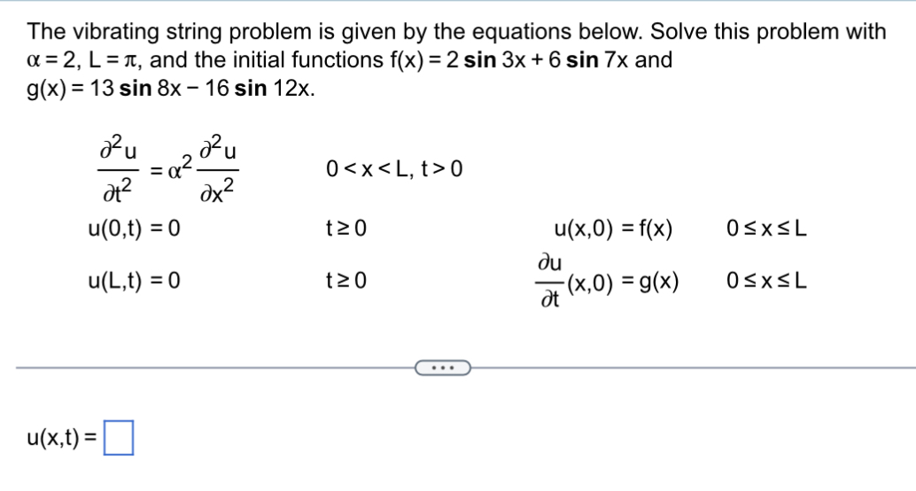 Solved The vibrating string problem is given by the | Chegg.com