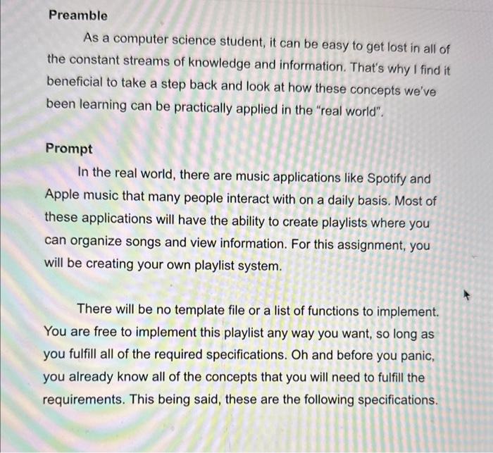 Solved Preamble As a computer science student, it can be | Chegg.com