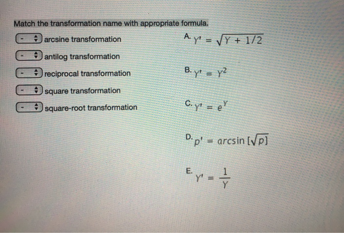 Solved Match the transformation name with appropriate | Chegg.com