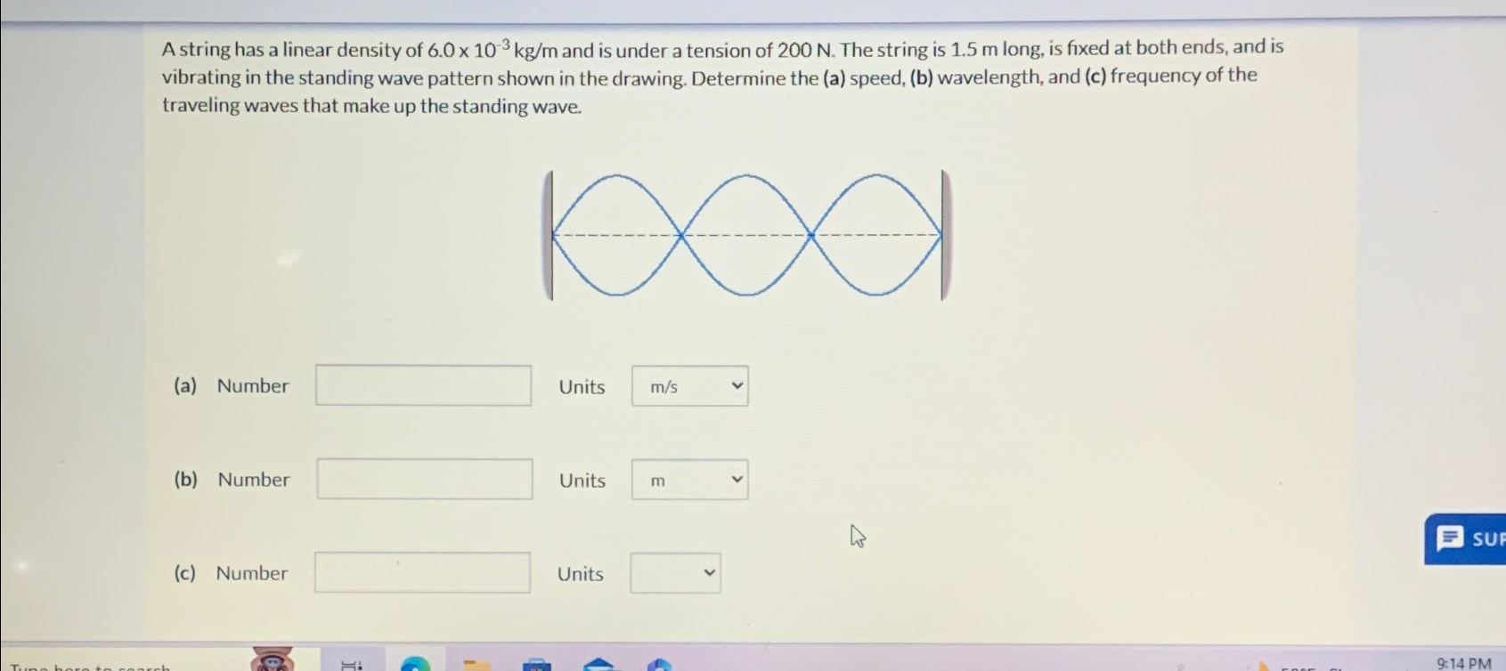 Solved A string has a linear density of 6.0×10-3kgm ﻿and is | Chegg.com