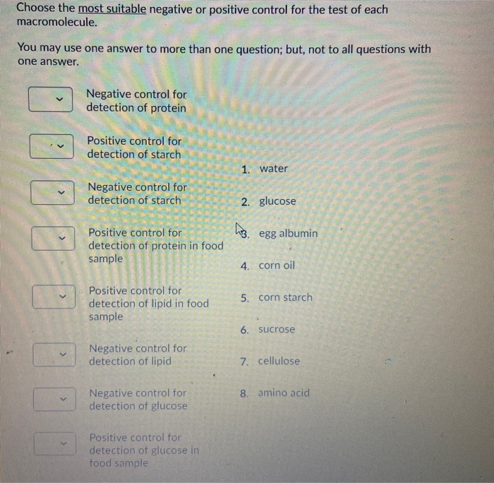 Solved Choose the most suitable negative or positive control | Chegg.com