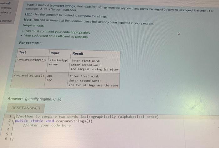 Solved emotion & Complete and out of gian Write a method | Chegg.com