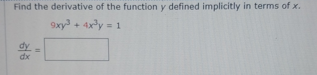 Solved Find the derivative of the function y ﻿defined | Chegg.com
