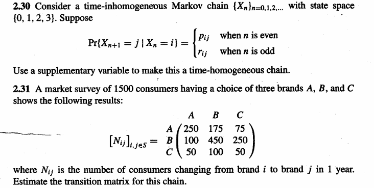 Solved 2.30 ﻿Consider a time-inhomogeneous Markov chain | Chegg.com